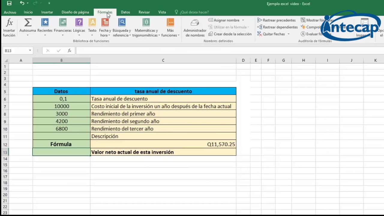 Función VNA - Excel - YouTube