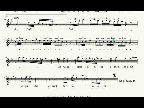 Şarkılar Seni Söyler - Nota Eşliğinde Karaoke (Ahenk: Kız Neyi - Dört Ses - A)