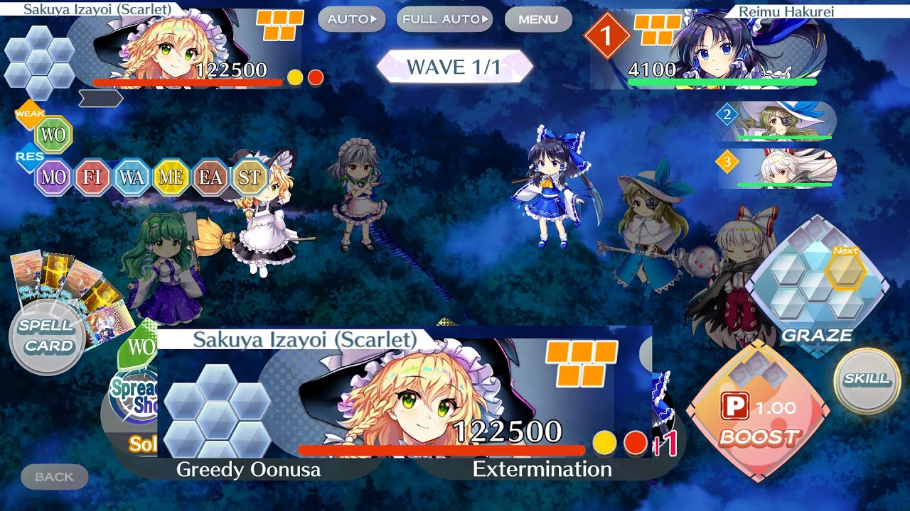 Touhou Lost Word 5-turn 22p Bluemu+Otohime+2x Bind Healer Level 100 ...