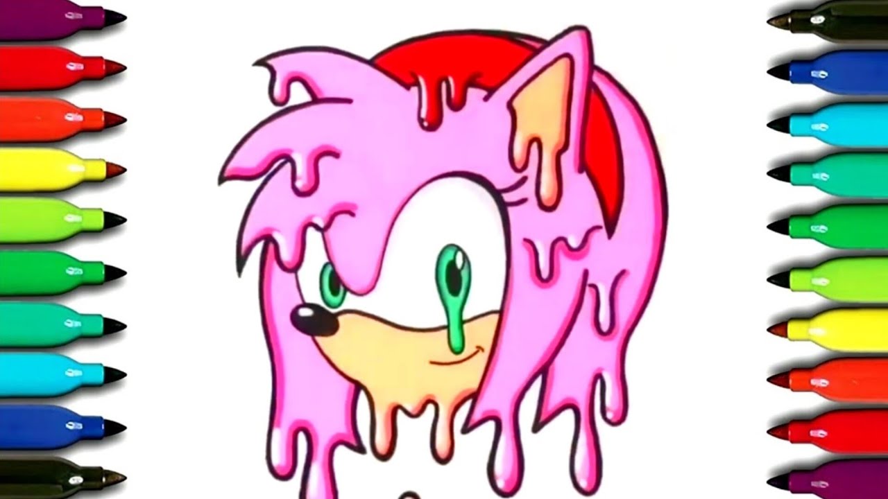 How to draw Dripping Sonic Amy Rose | Sonic Characters Drawing tutorial ...