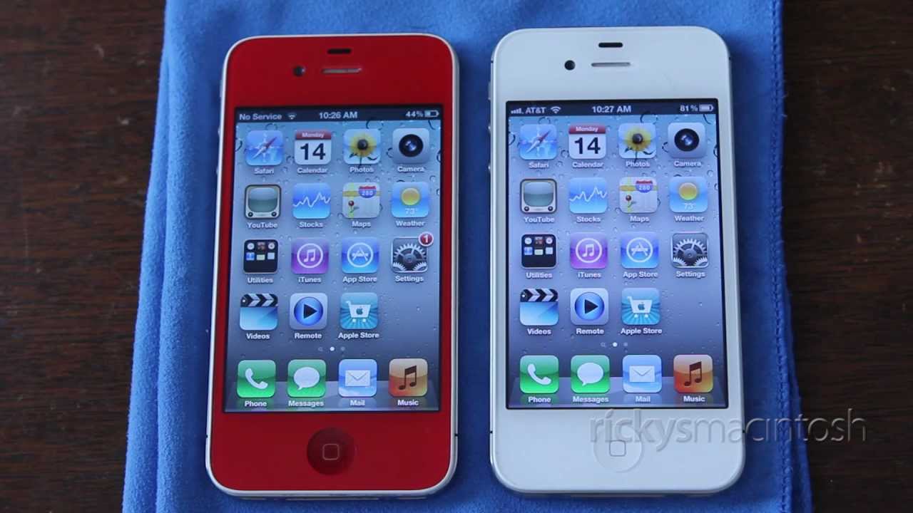 Speed Test: iPhone 4(Red) VS iPhone 4S (White) - YouTube