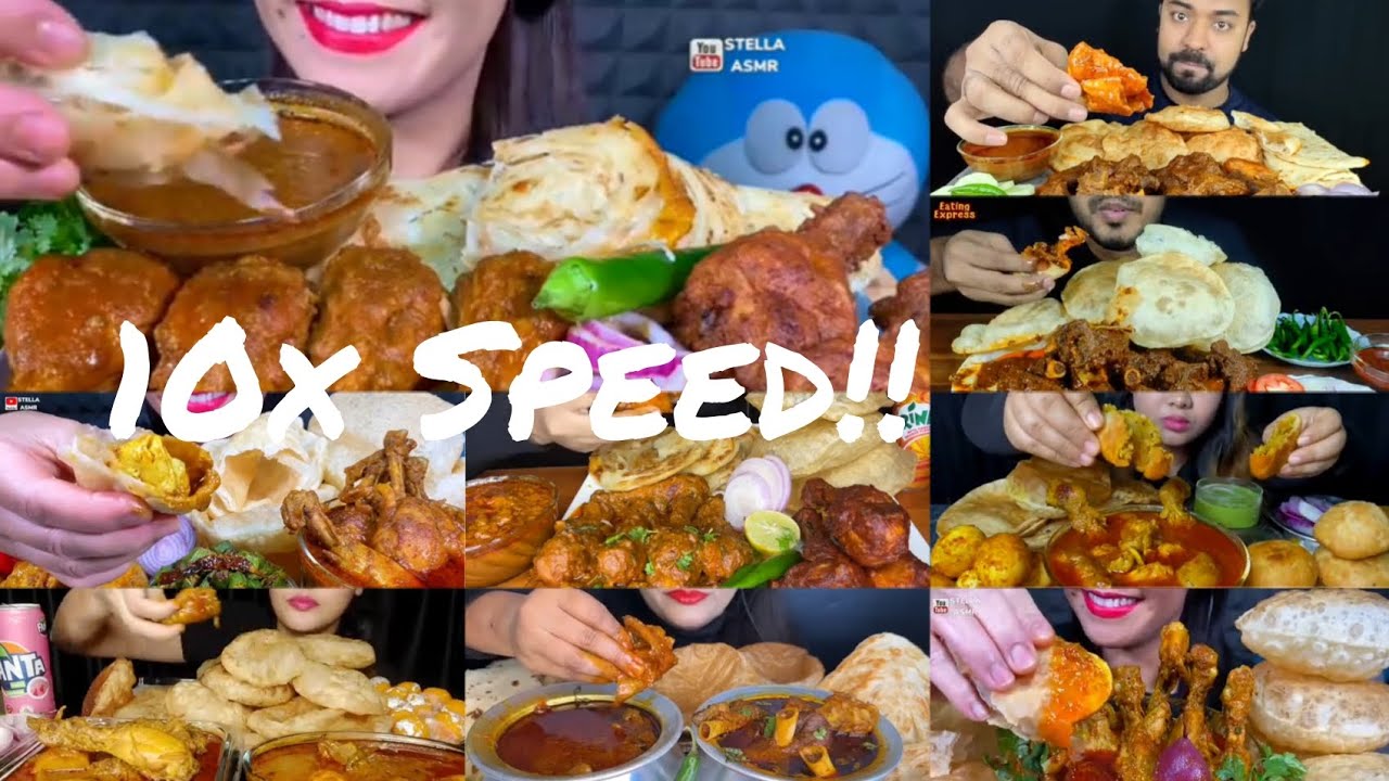 10x Speed Eating Compilation...ASMR Eating Lots Of Mutton,Chicken With ...