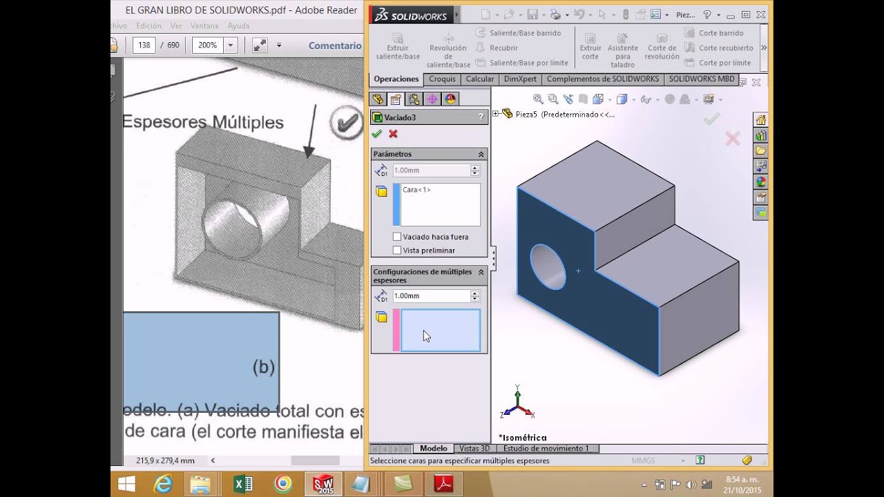 OPERACIÓN VACIADO SOLIDWORKS - YouTube