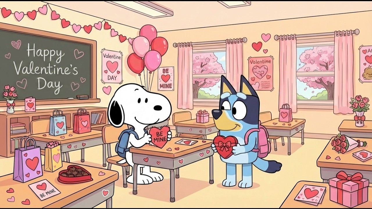 Snoopy & Bluey Valentine Classroom Surprise 💕 Smooth Jazz Lofi to Relax ...