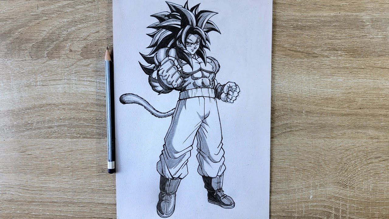 How to Draw Goku Super Saiyan 4 Full Body [ Dragonball daima ] - YouTube