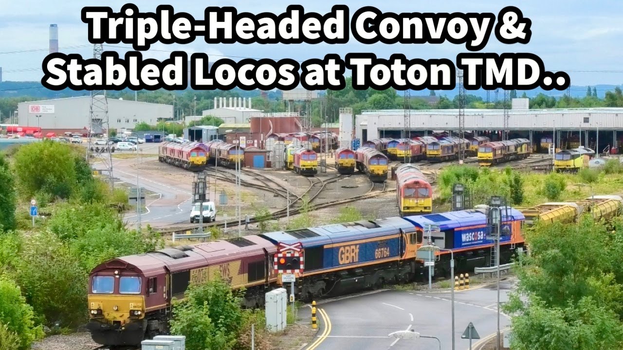 TRIPLE HEADED CONVOY & Stabled Locos at Toton TMD & Scrap Line Class 60 ...