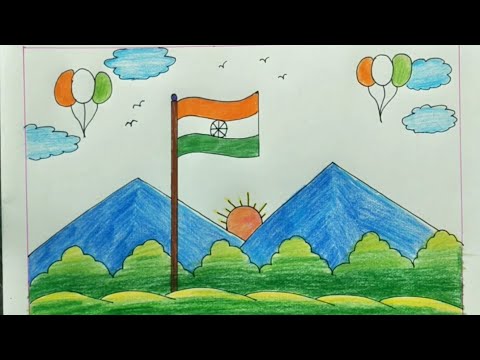 Independence day poster drawing steps|| Independence day drawing ...