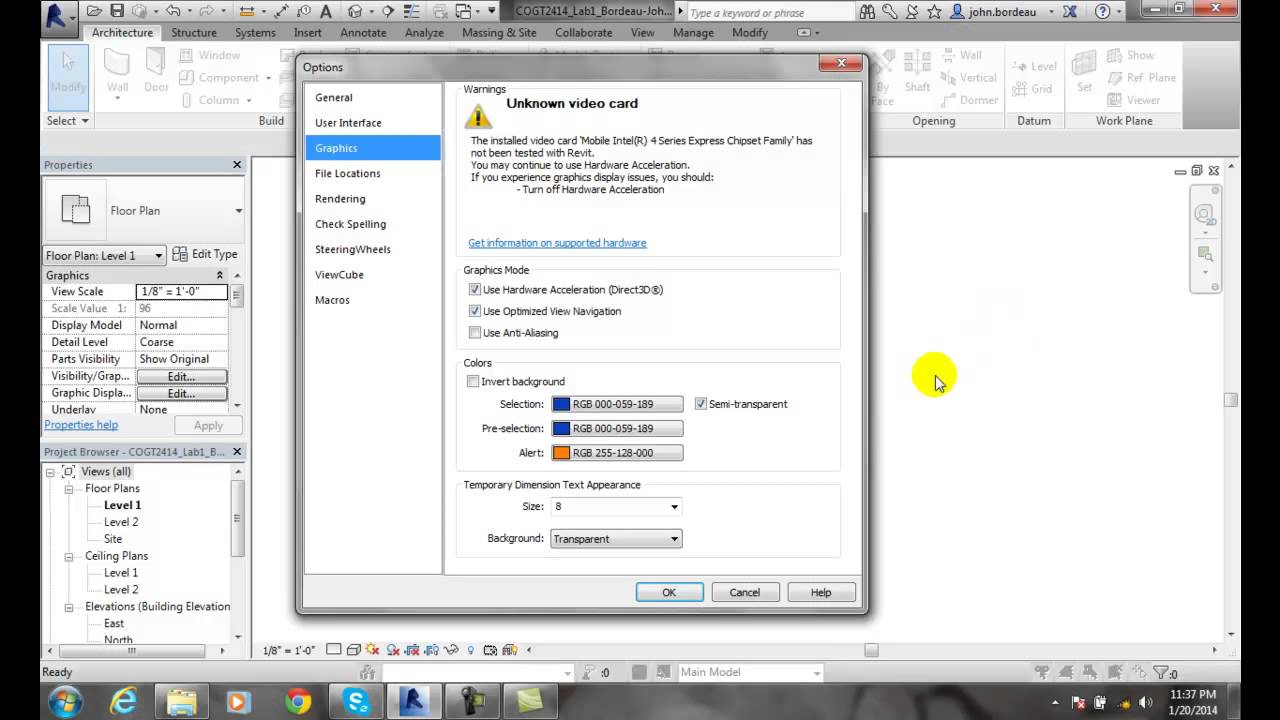 Revit 02-19 Graphics Tab Options - YouTube