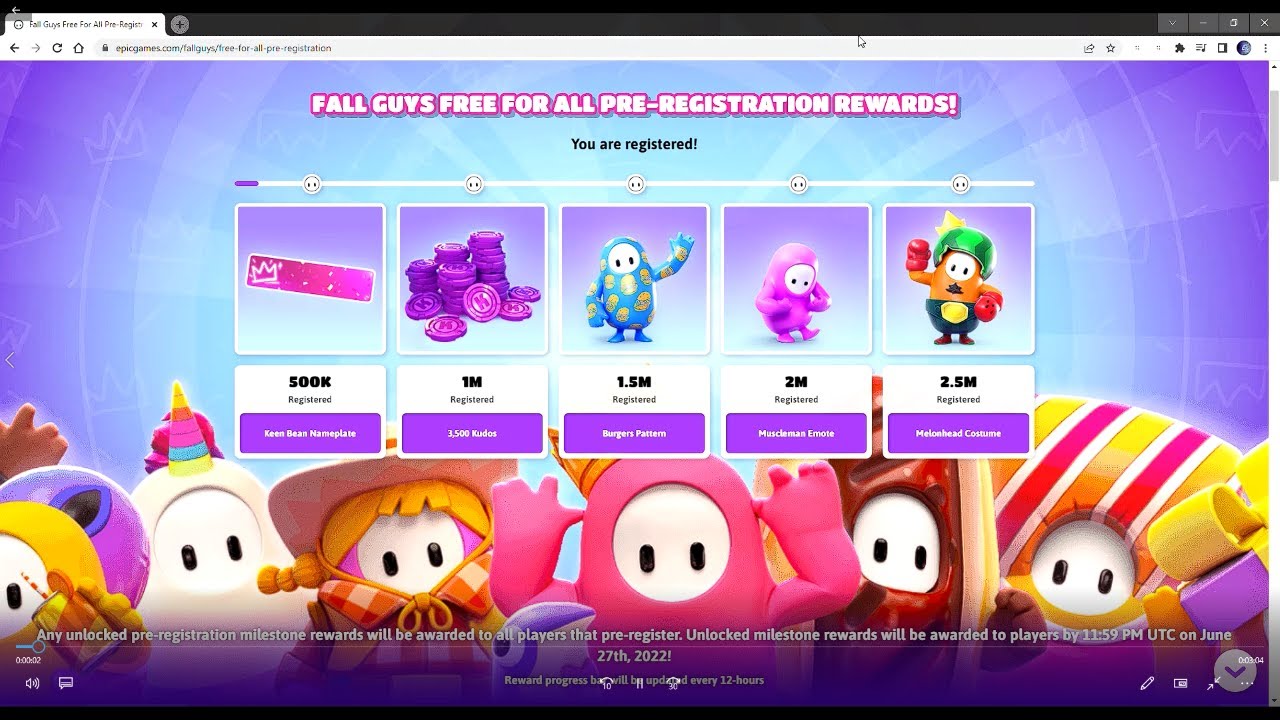 FALL GUYS FREE FOR ALL PRE-REGISTRATION REWARDS! - YouTube