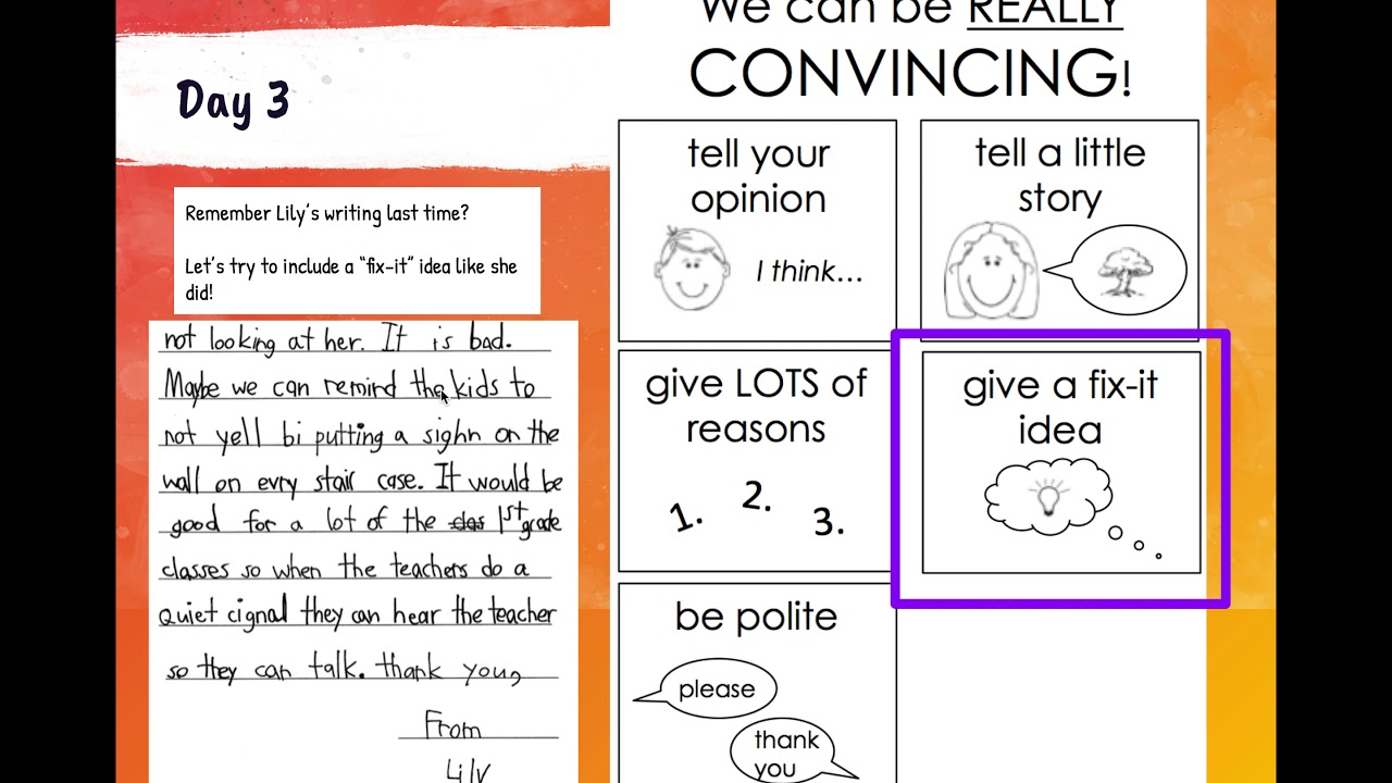 Kindergarten Opinion Writing Session 10 (Lucy Calkins) - YouTube