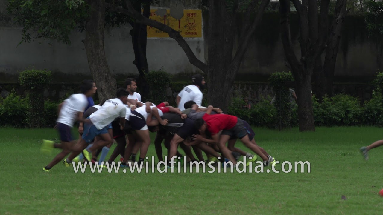 Young Rugby players chasing after ball at field in Delhi - YouTube