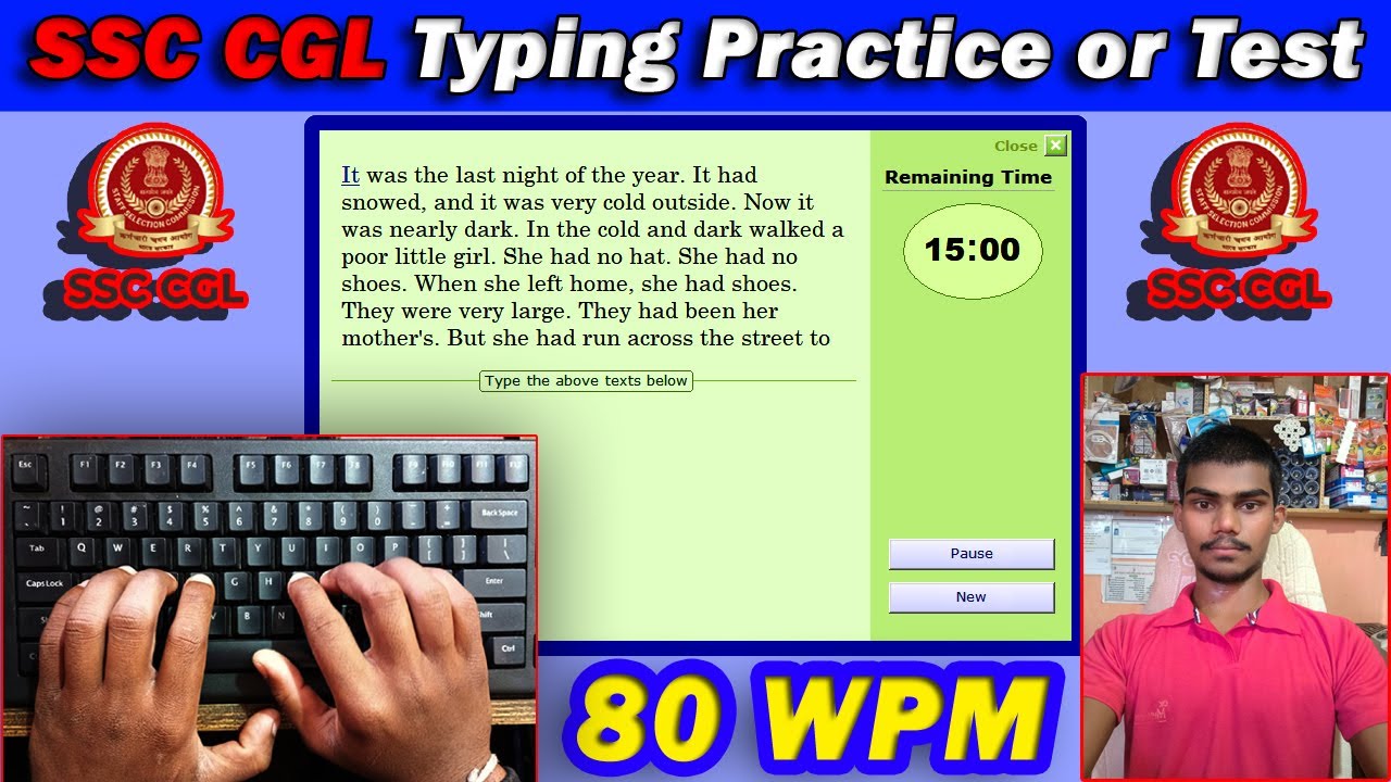 SSC CGL Typing Practice or Test, 80 WPM English Typing Speed with 100% ...