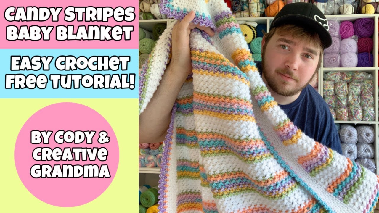 Easy Crochet Candy Stripes Baby/Toddler Blanket by Cody Tutorial - Two ...