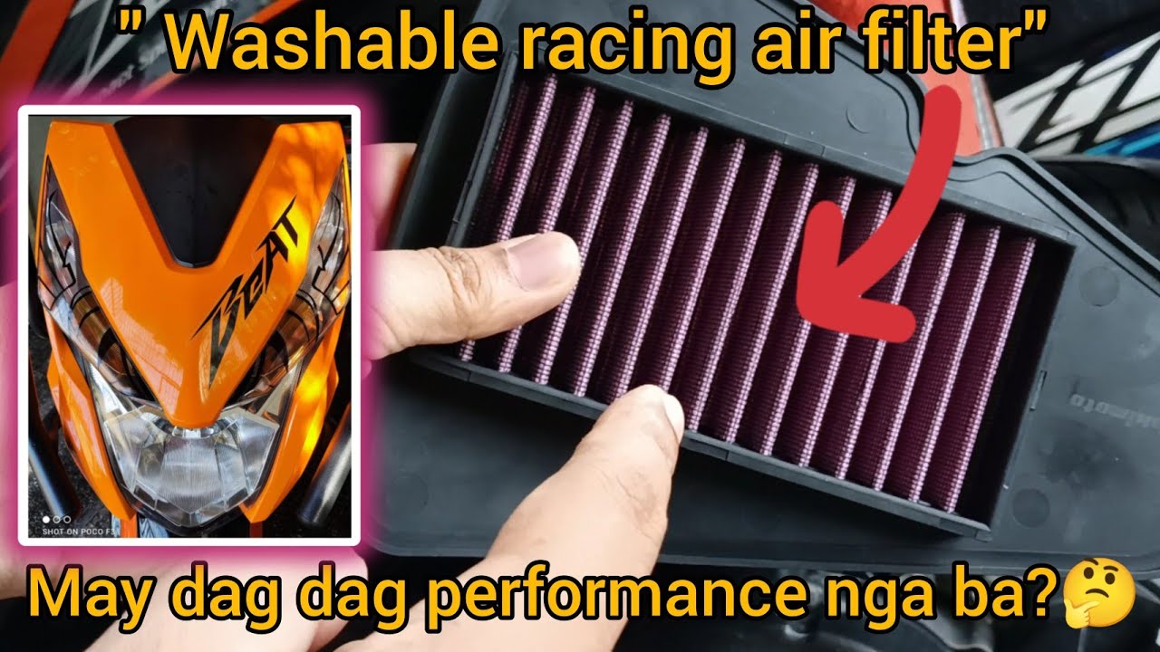 Honda beat fi v1,v2 "WASHABLE RACING AIR FILTER" - YouTube