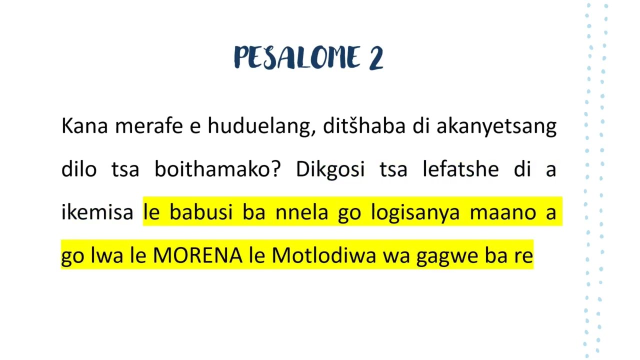 Beibele ya Setswana : Pesaleme 2 - YouTube