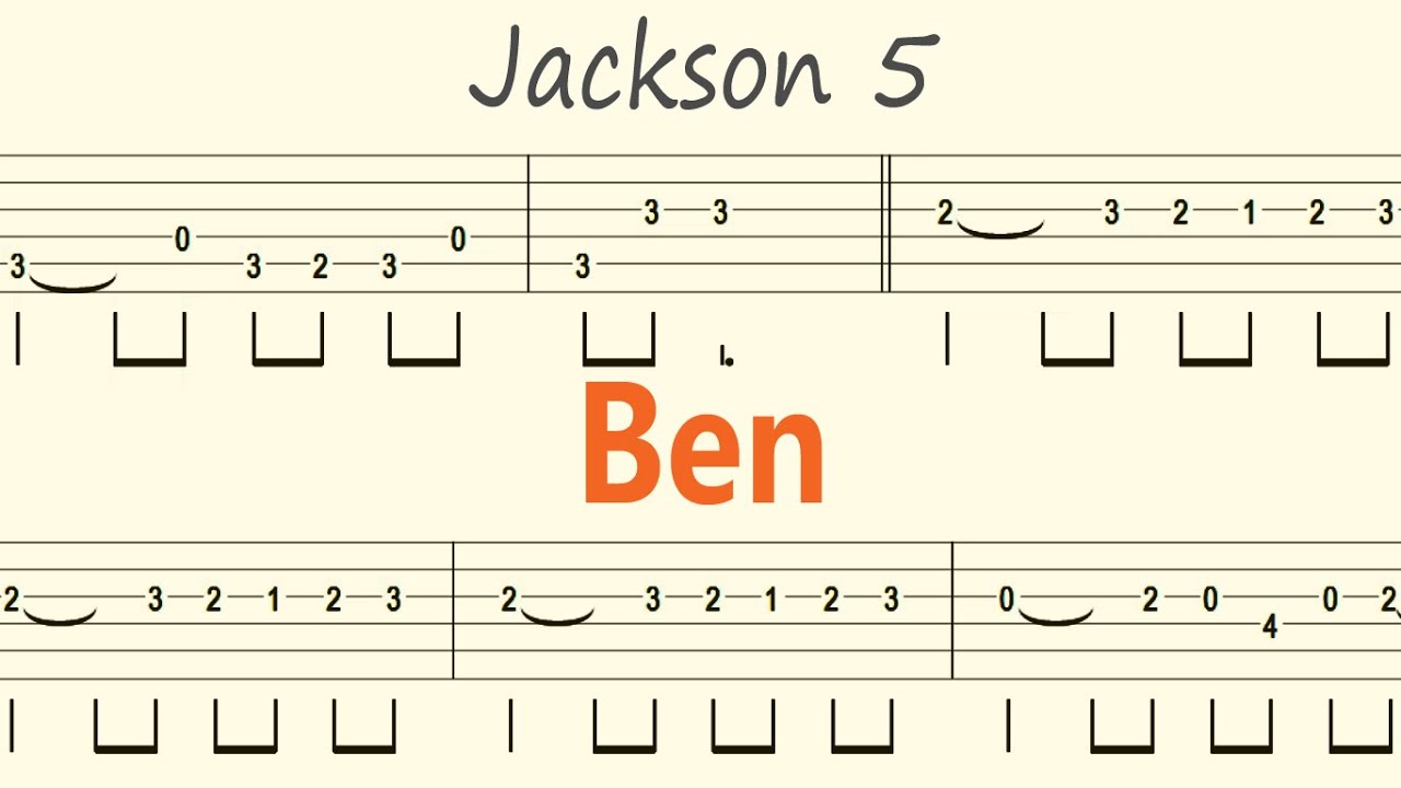 Ben / Jackson 5 / Guitar Solo Tab+BackingTrack - YouTube