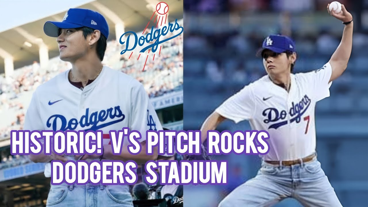 V Throws the First Pitch at Dodger Stadium – Unforgettable Moment!⚾🔥 ...