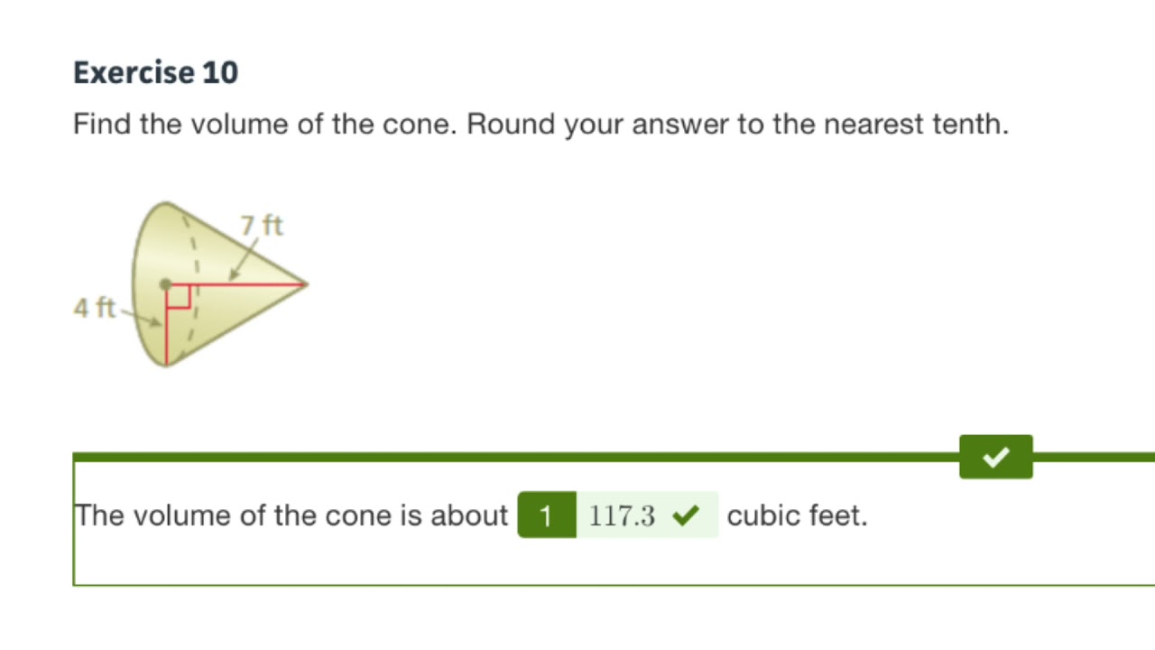 8th Grade 8.2 Volume Of Cones Exercises Big Ideas Math Homework Answers ...