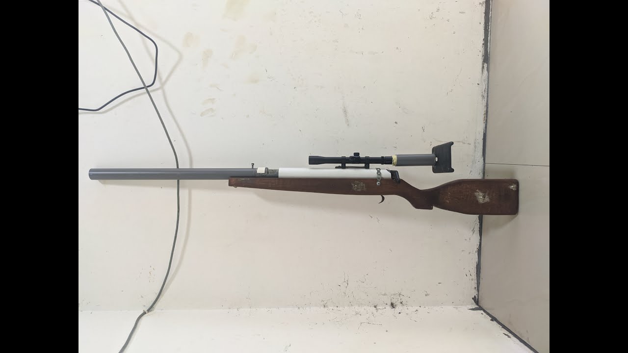 Homemade Airsoft bolt action Spring - Test shot 46 meter - YouTube