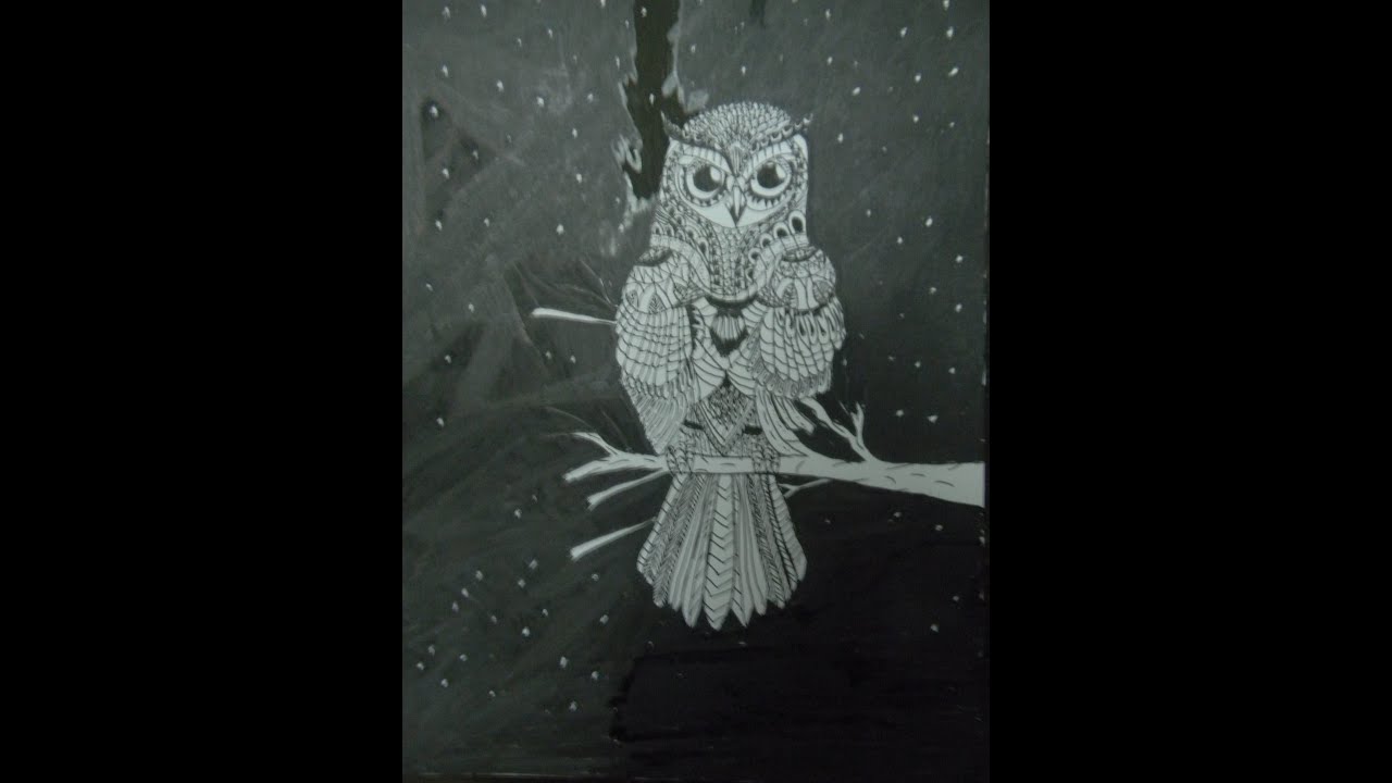 Doodling Owl in Starry Night - YouTube