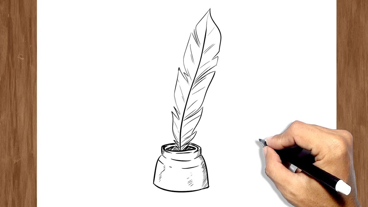 How to Draw Feather Pen - YouTube