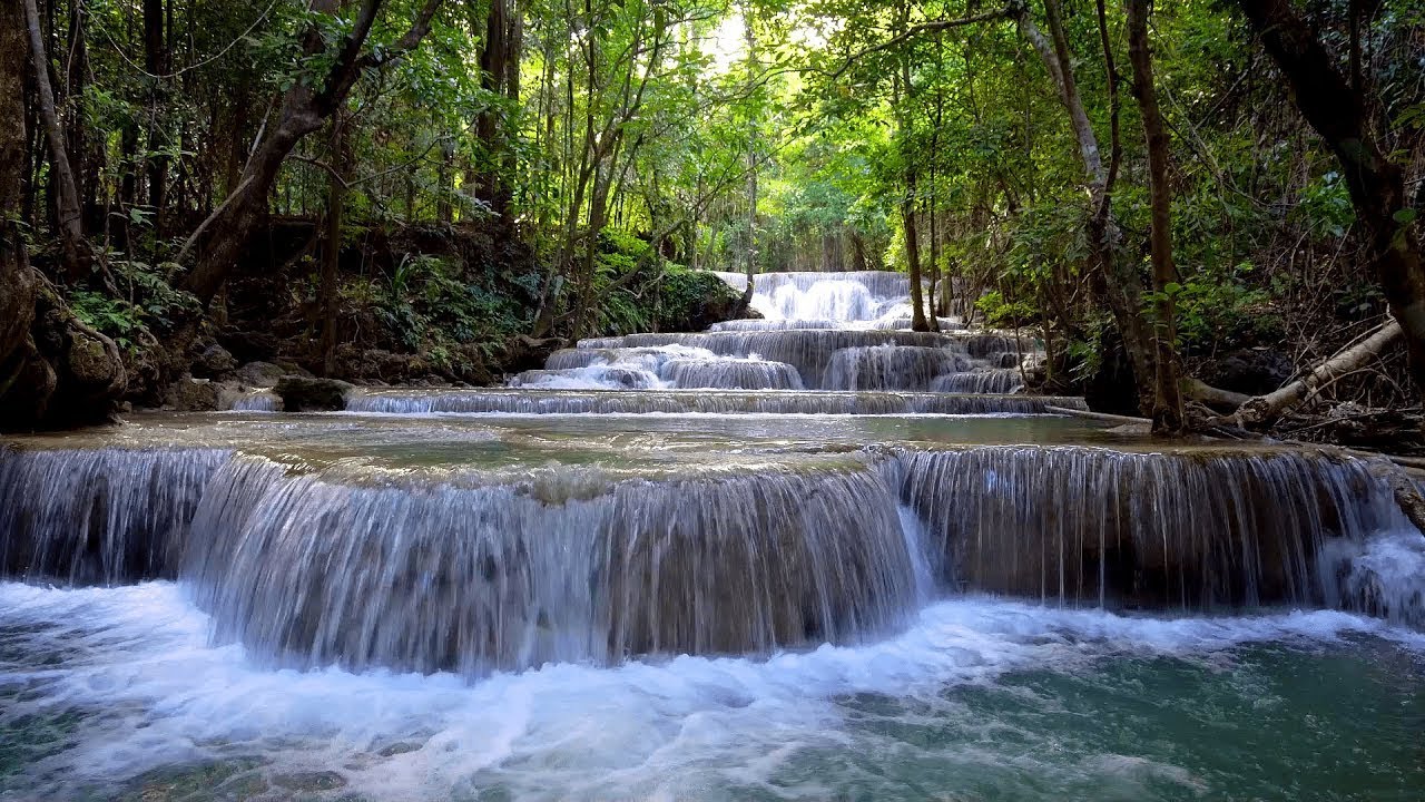 Waterfall Gentle Stream Sound in forest 24/7. Waterfall Sounds, Flowing ...
