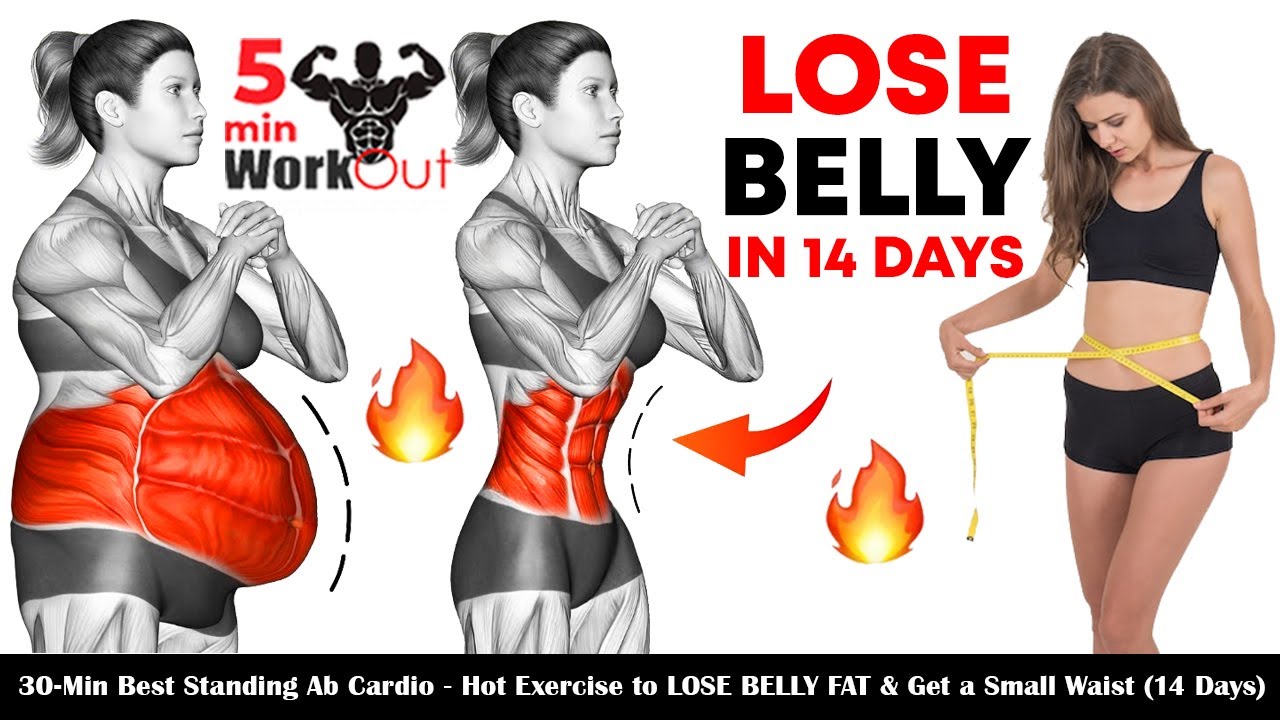30-Min Best Standing Ab Cardio 🔥 Hot Exercise to LOSE BELLY FAT & Get a ...