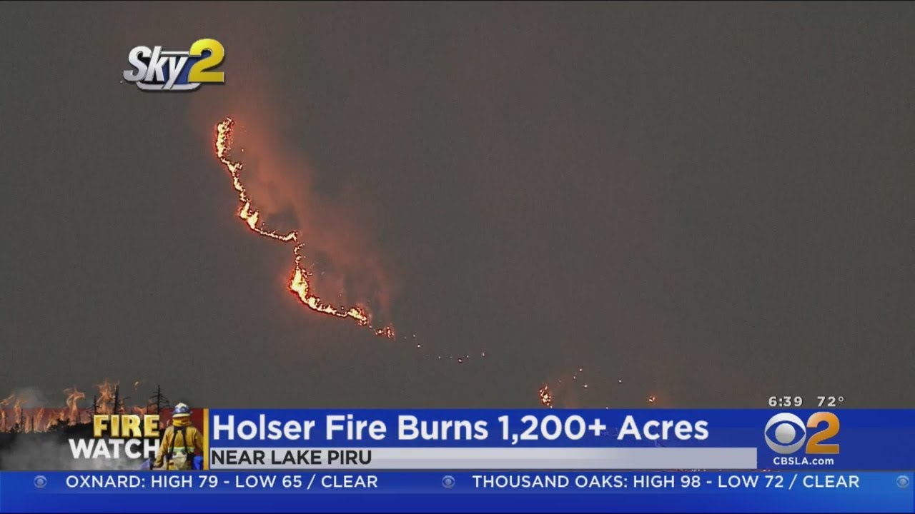 Crews Battle Holser Fire Near Lake Piru - YouTube