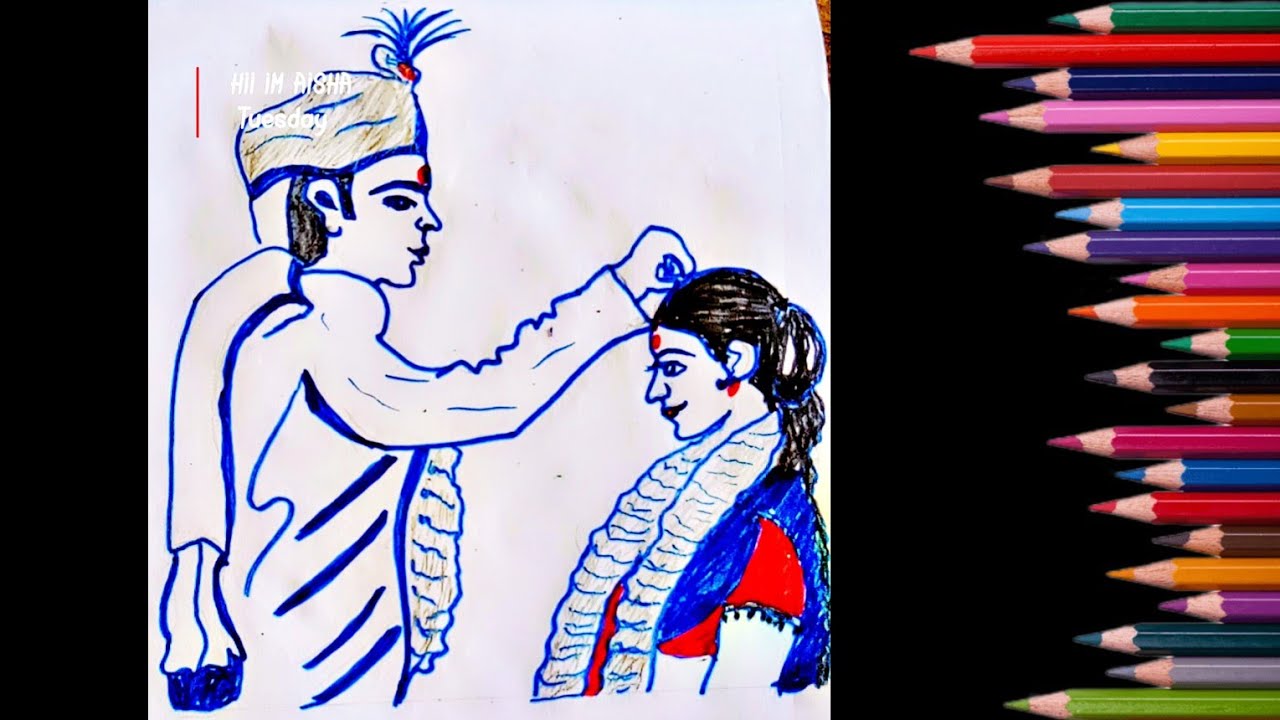 Dulha And Dulhan Drawing Step By Step #drawingtutorials #dulhadulhan ...