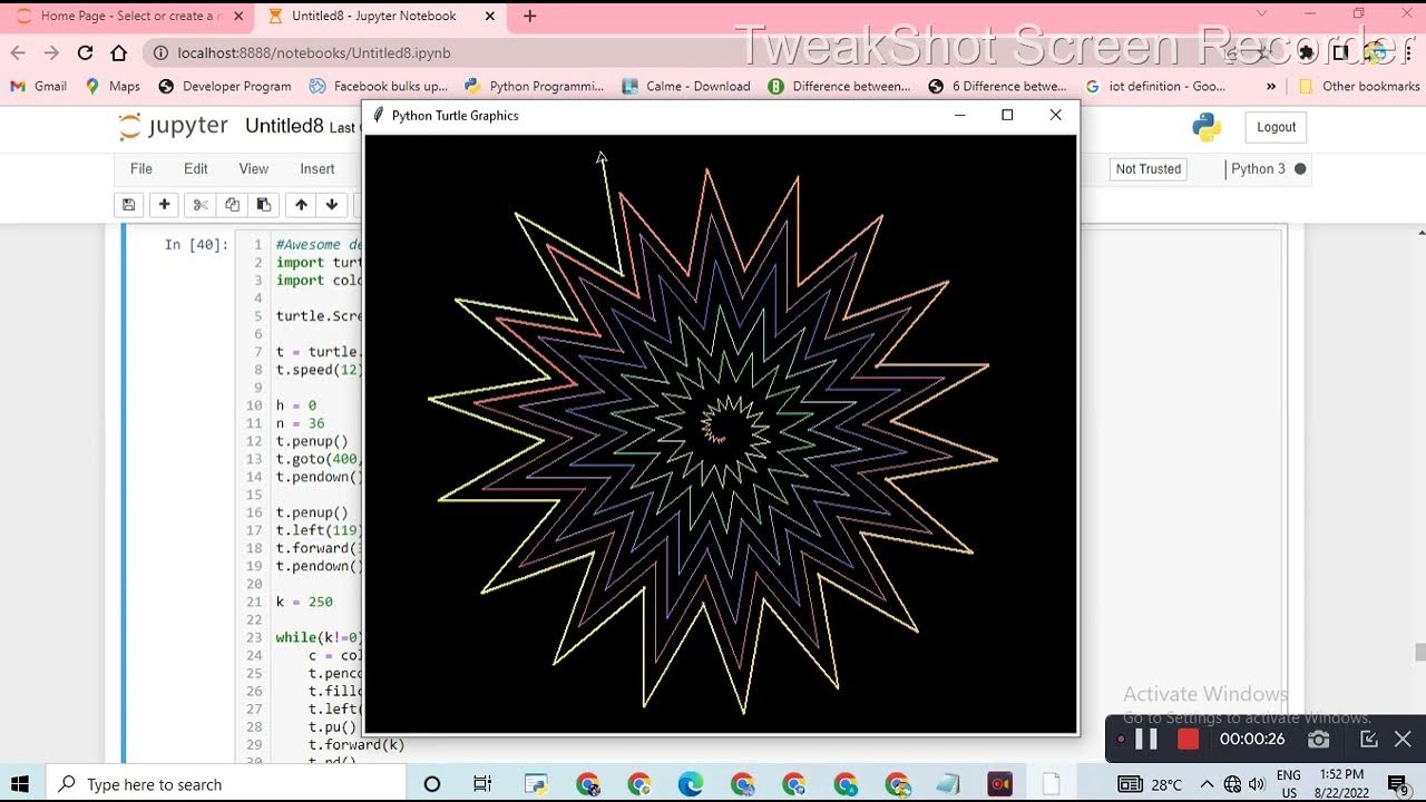 awesome design 12 || Python turtle graphics || Python for beginners || Study easier by Pooja ...