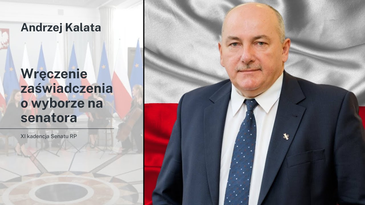 Andrzej Kalata: Zaświadczenie o wyborze na senatora XI kadencji - YouTube
