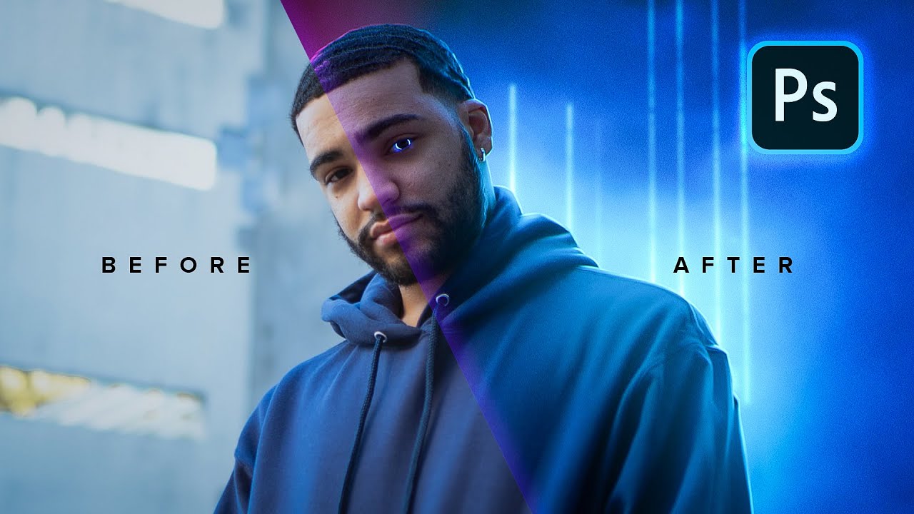 How to Create Neon Backlight Glowing Portrait in Photoshop | Photoshop ...