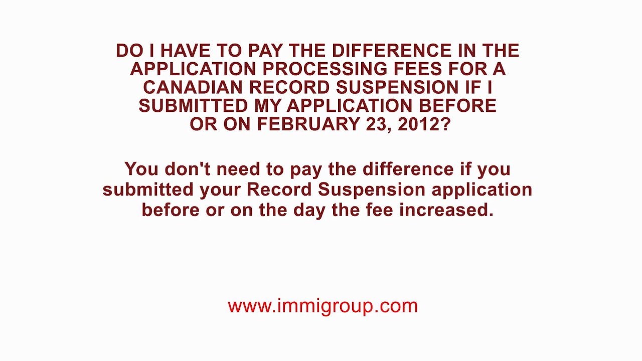 Do I have to pay the difference in the application processing fees ...