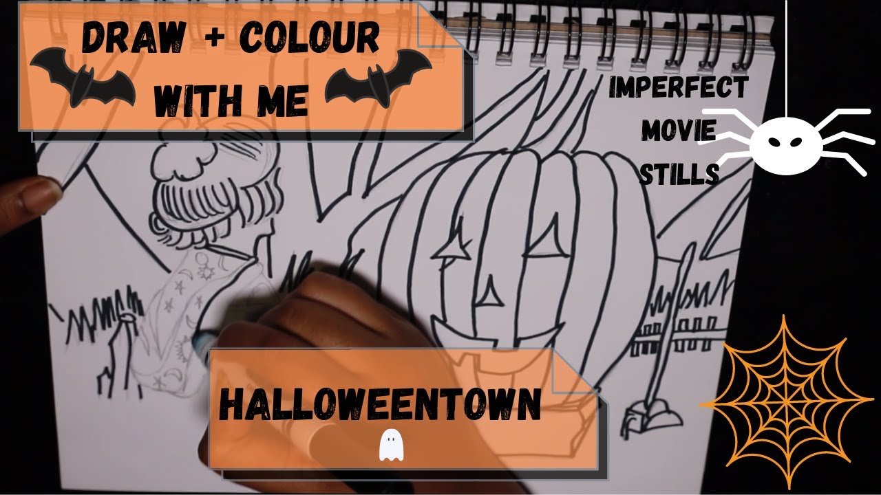 DRAW + COLOUR WITH ME || HALLOWEENTOWN - YouTube