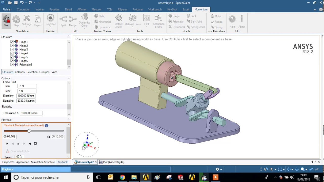 Piston mechanism of combustion engine simulation - YouTube