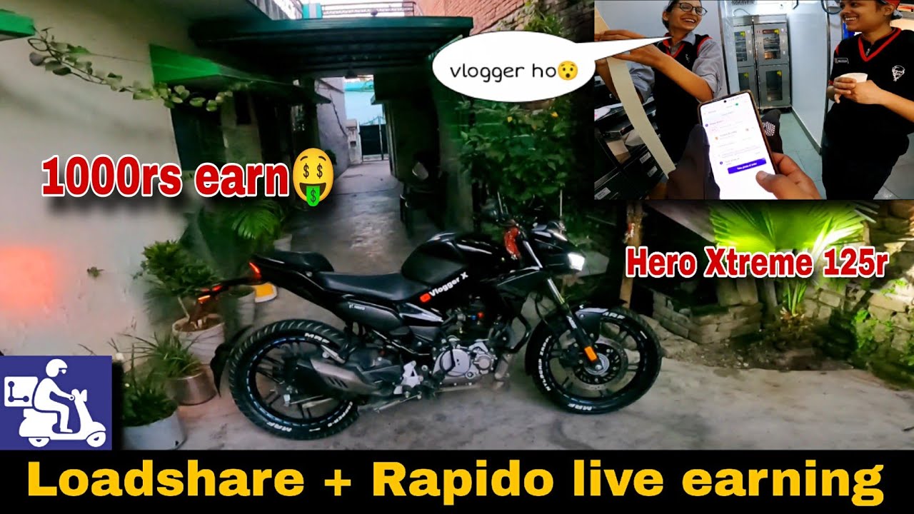 Loadshare + Rapido live earning today🤑 !! Hero Xtreme 125r k sth rapido 🚀!! @Vloggerx870 - YouTube