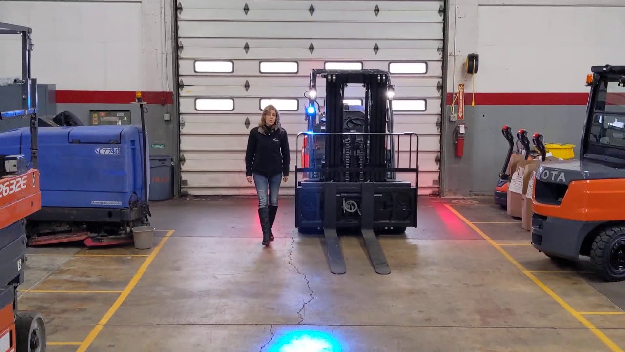 See "Blue Safety Spot Lights" in action on a Toyota forklift. - YouTube