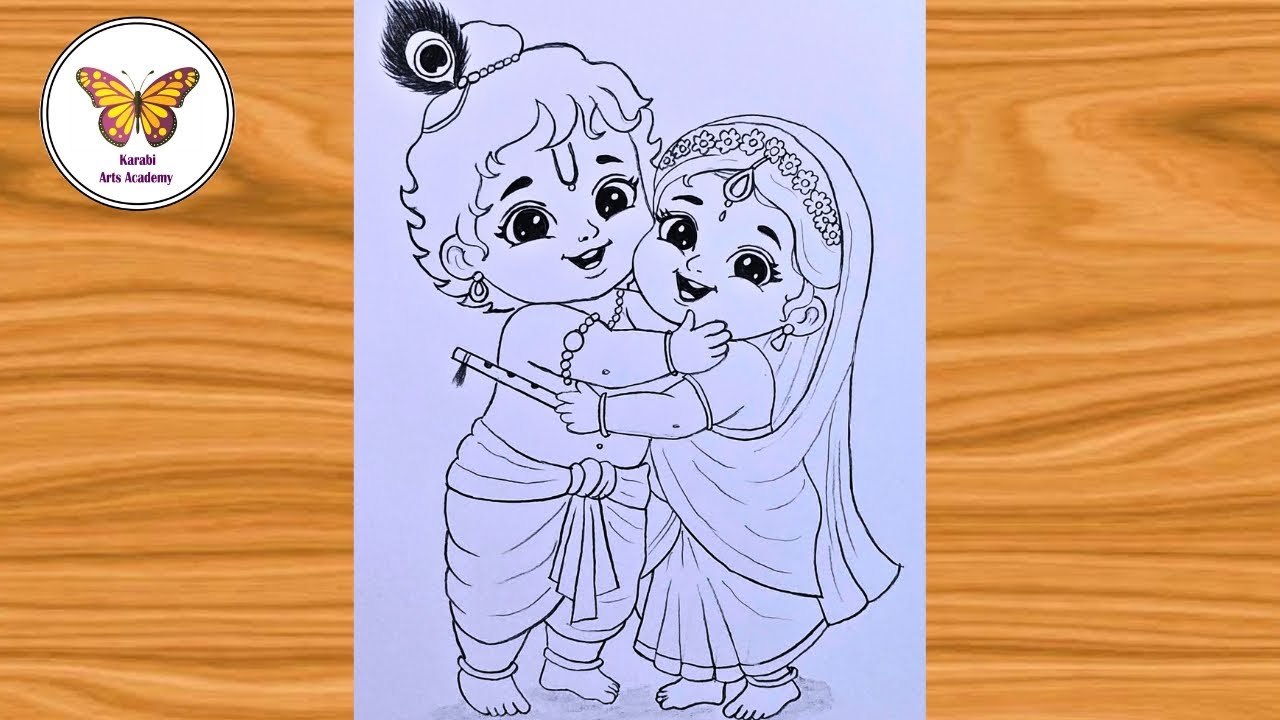 How to draw Radha Krishna| easy and simple drawing tutorial| chitra ...