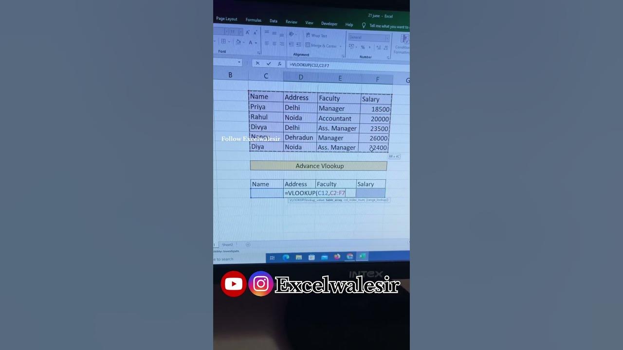 Advance Vlookup In Excel Excelwalesir Excel Exceltricks Ytvideoshorts Shortvideo