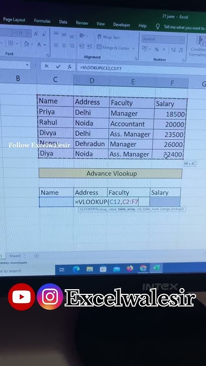 Advance Vlookup In Excel Excelwalesir Excel Exceltricks Ytvideoshorts Shortvideo