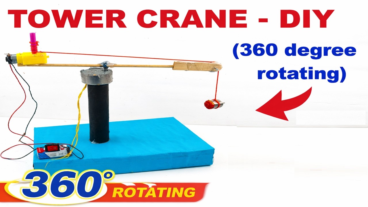 tower crane working model making - 360 degree rotating crane - building ...
