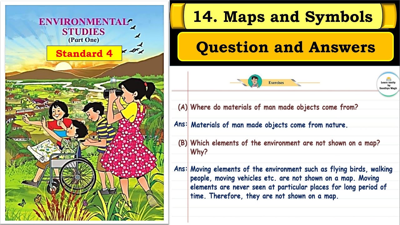 Maps and Symbols | Question Answers | std 4 | lesson 14 | EVS Part 1 ...