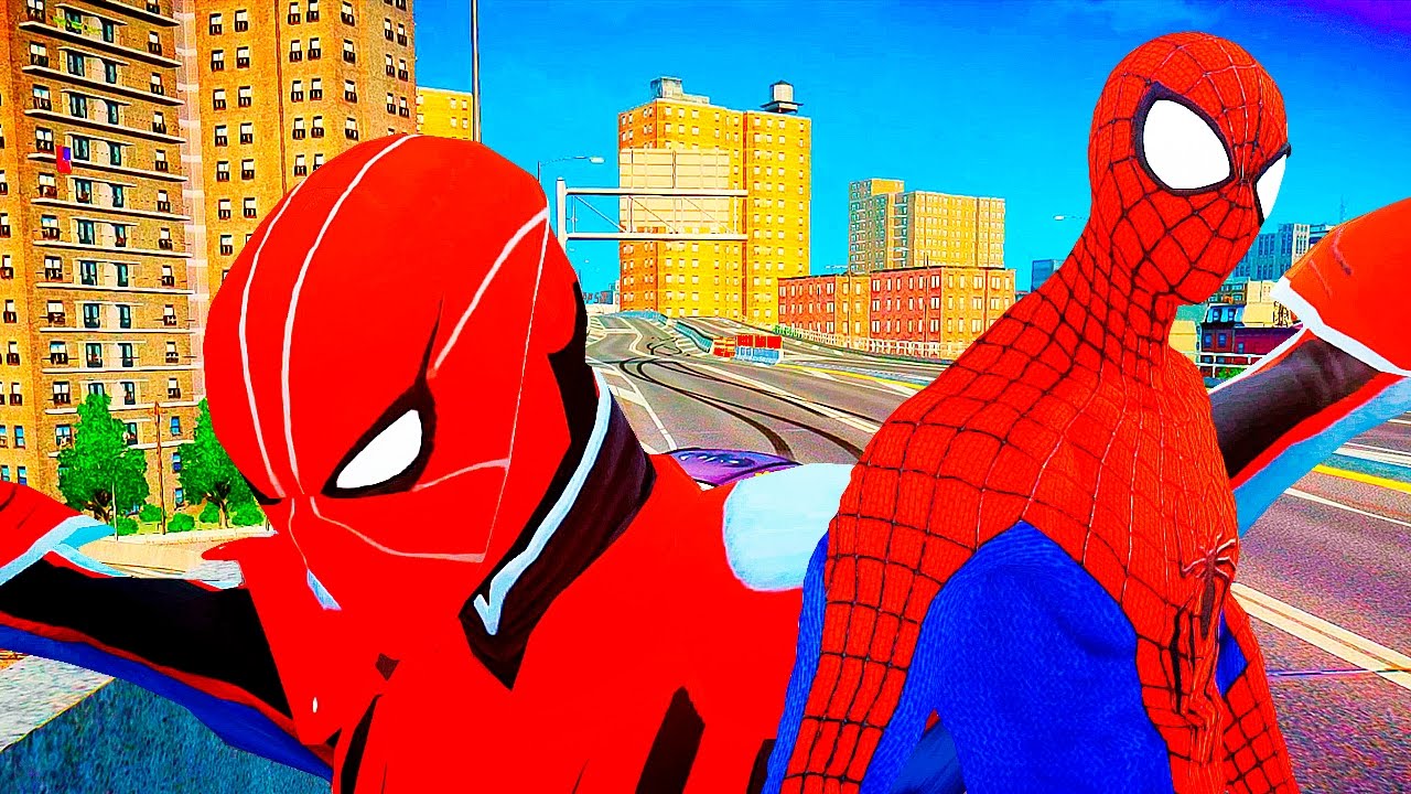 Racing on wheelbarrows! Cartoons for Kids! Spider Man Spider Man rides ...