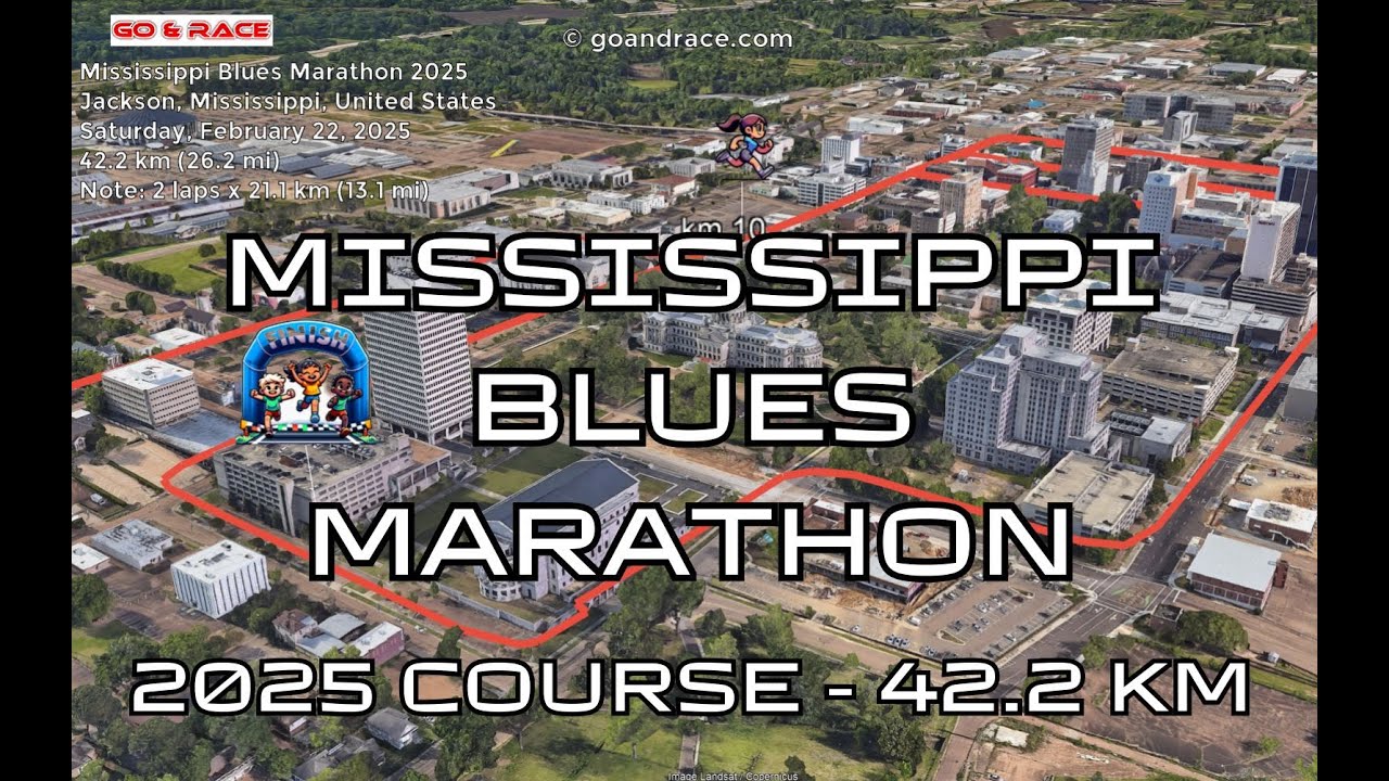 Mississippi Blues Marathon 2025: fly over the marathon course! Video of ...