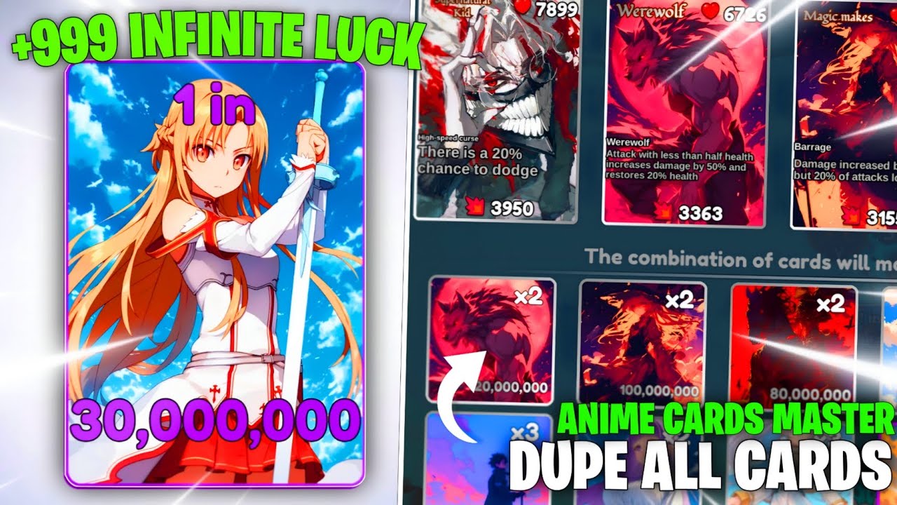 Roblox Anime Card Master Infinite Luck & Dupe All Cards Script ~ Get ...