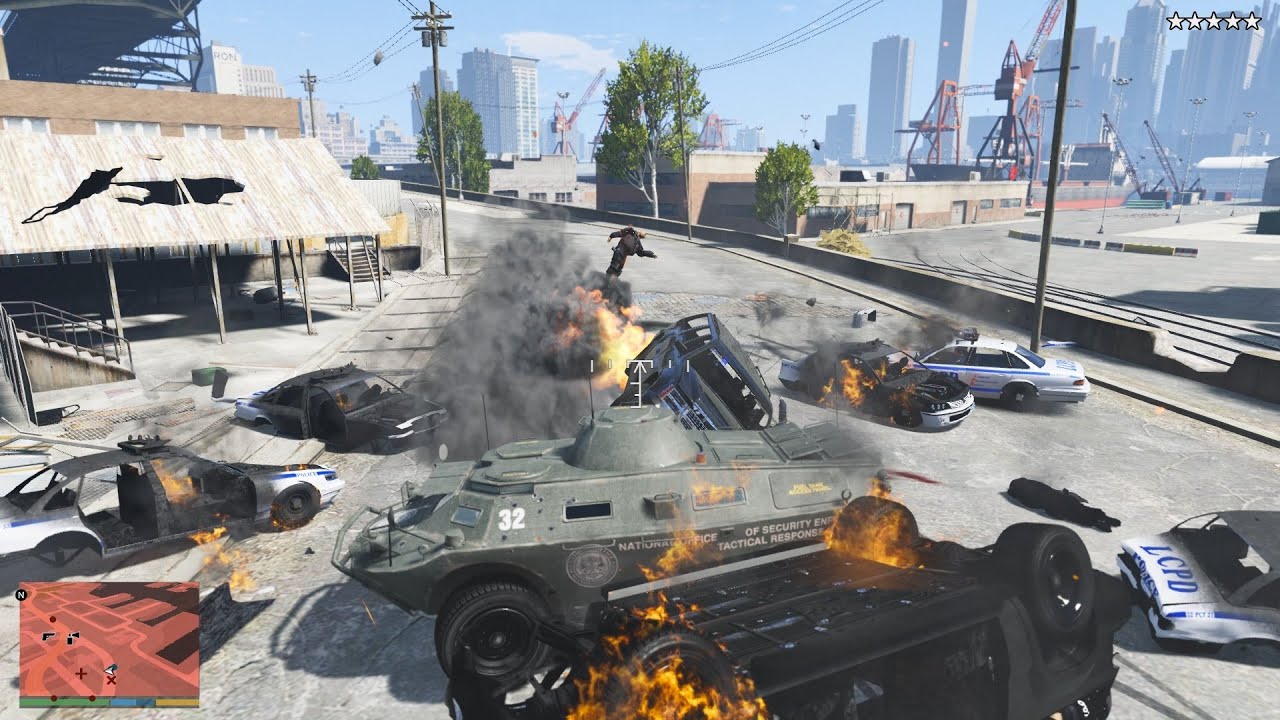 GTA V Liberty City NOOSE APC Tank Rampage + Five Star Heat Escape - YouTube