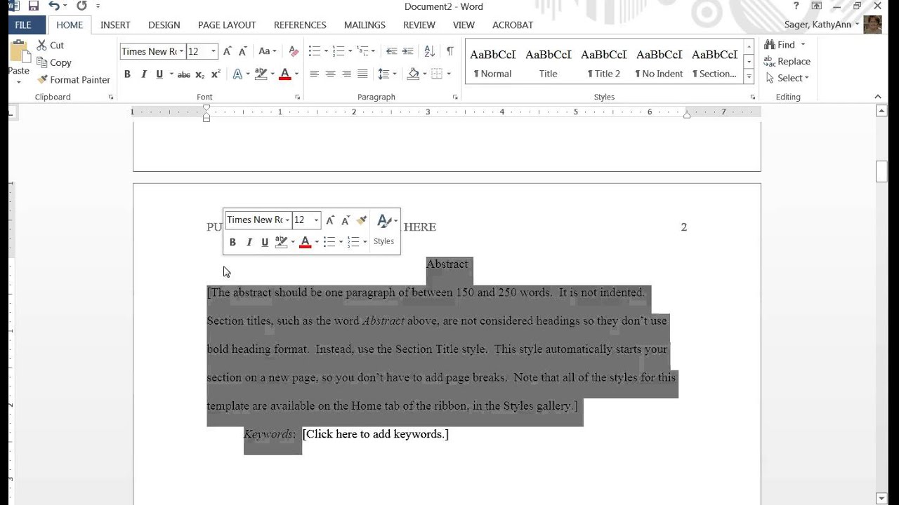 APA Template In Word YouTube APA Template In Word YouTube