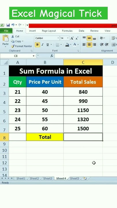 Excel की जादुई Trick सीखे | Excel में Sum करना सीखें | #excelformula #exceltips #msexcel #tricks ...