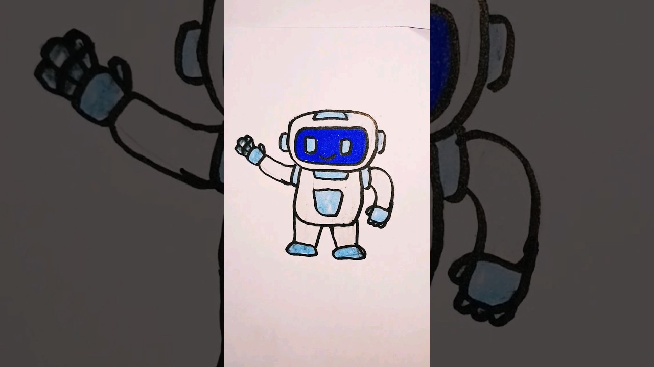 how to draw and colour ROBOT for kids #kicolourworld - YouTube