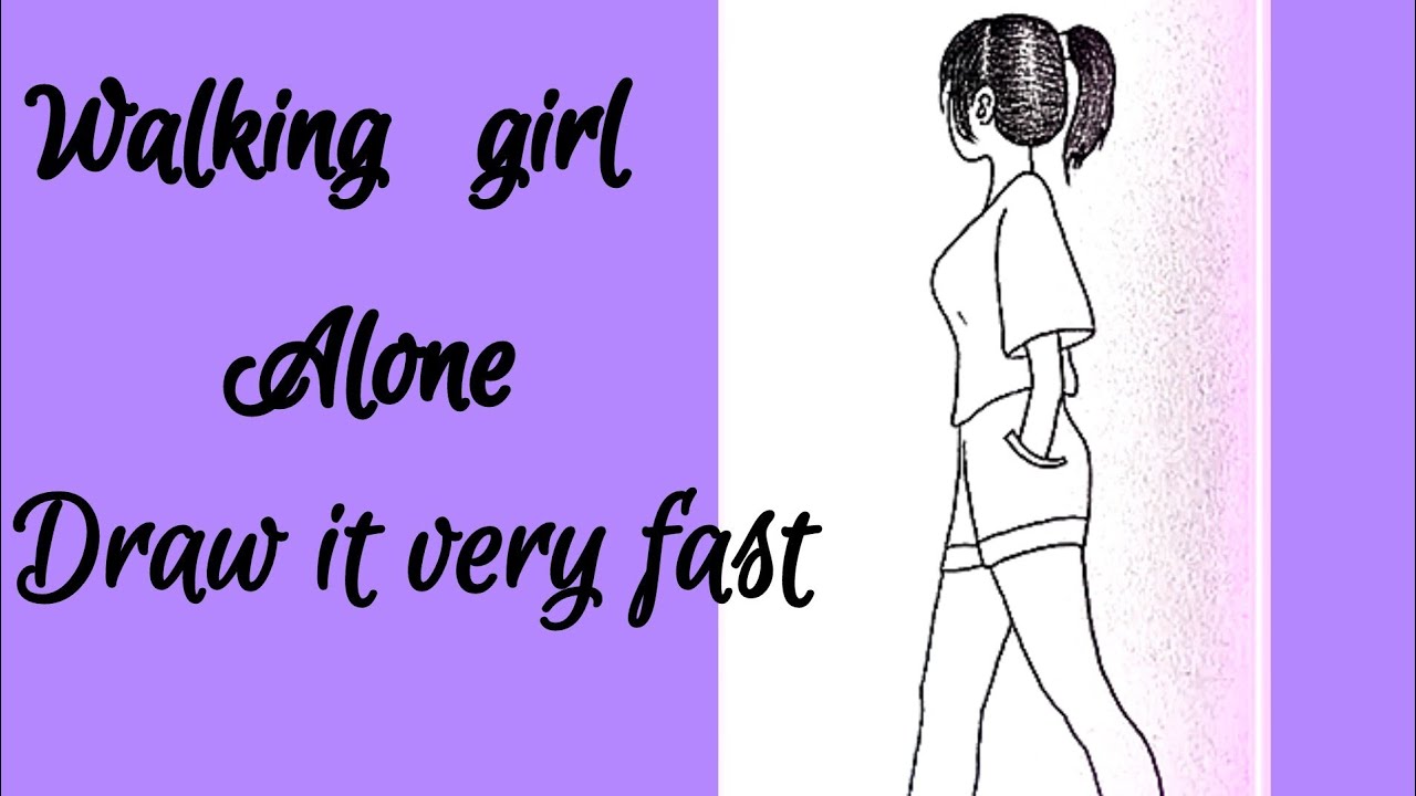 walking girl alone || easy pencil girl sketch /wow it's too easy 😮 ...